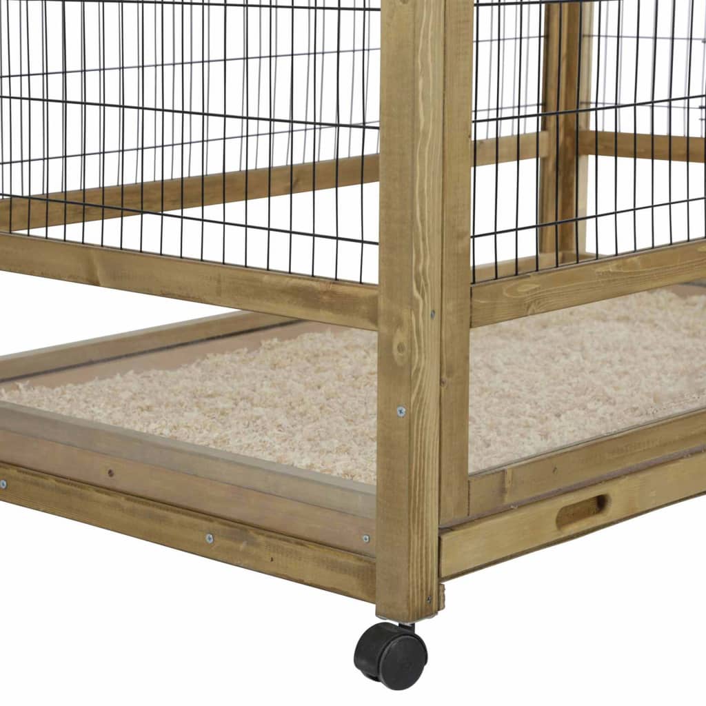 Kerbl Small Animal Cage for Indoor Space 116x75x70 cm Wood Brown ...