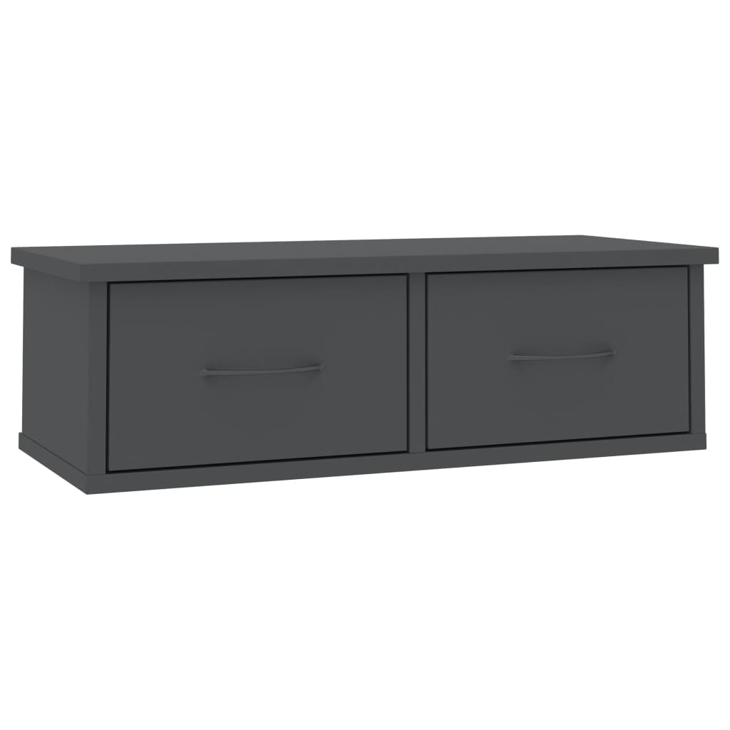 vidaXL Wall-mounted Drawer Shelf Grey 60x26x18.5 cm Engineered Wood ...