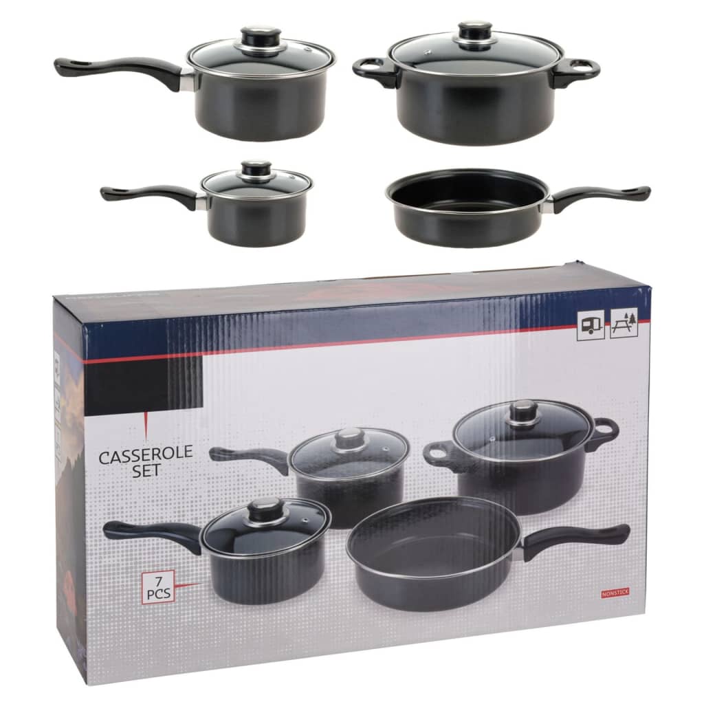 Excellent Houseware 7 Piece Non-stick Casserole Set | vidaXL.co.uk