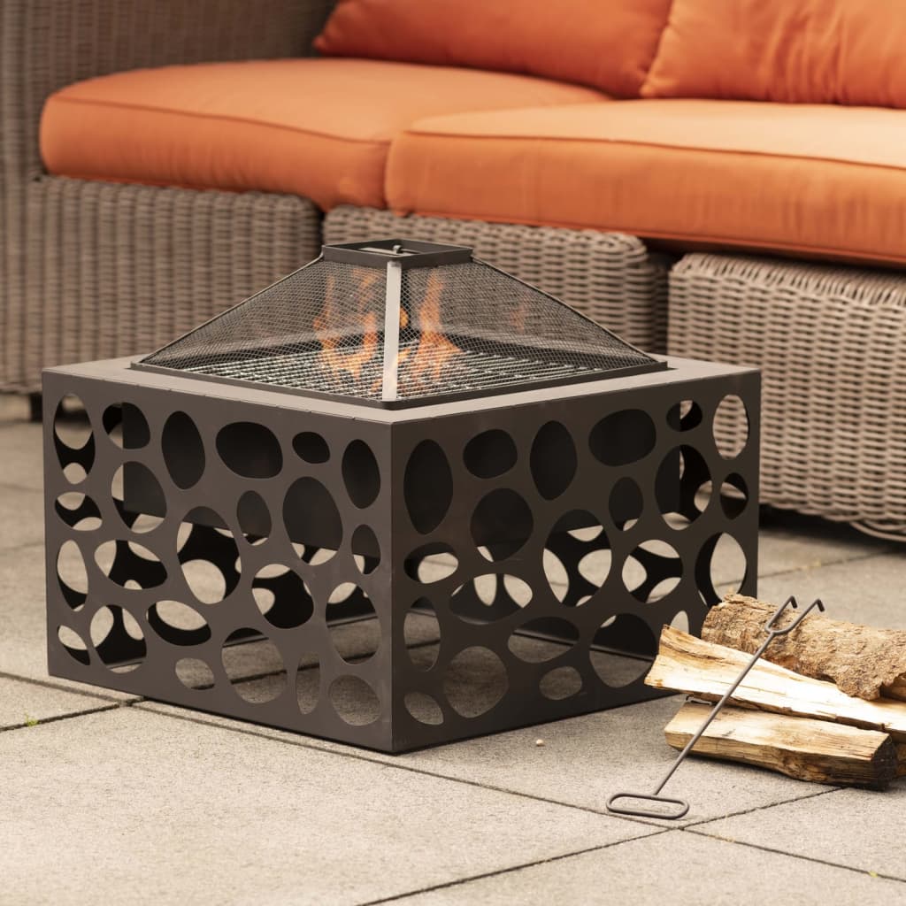 RedFire Fire Pit with BBQ Grill Mikor Black | vidaXL.co.uk