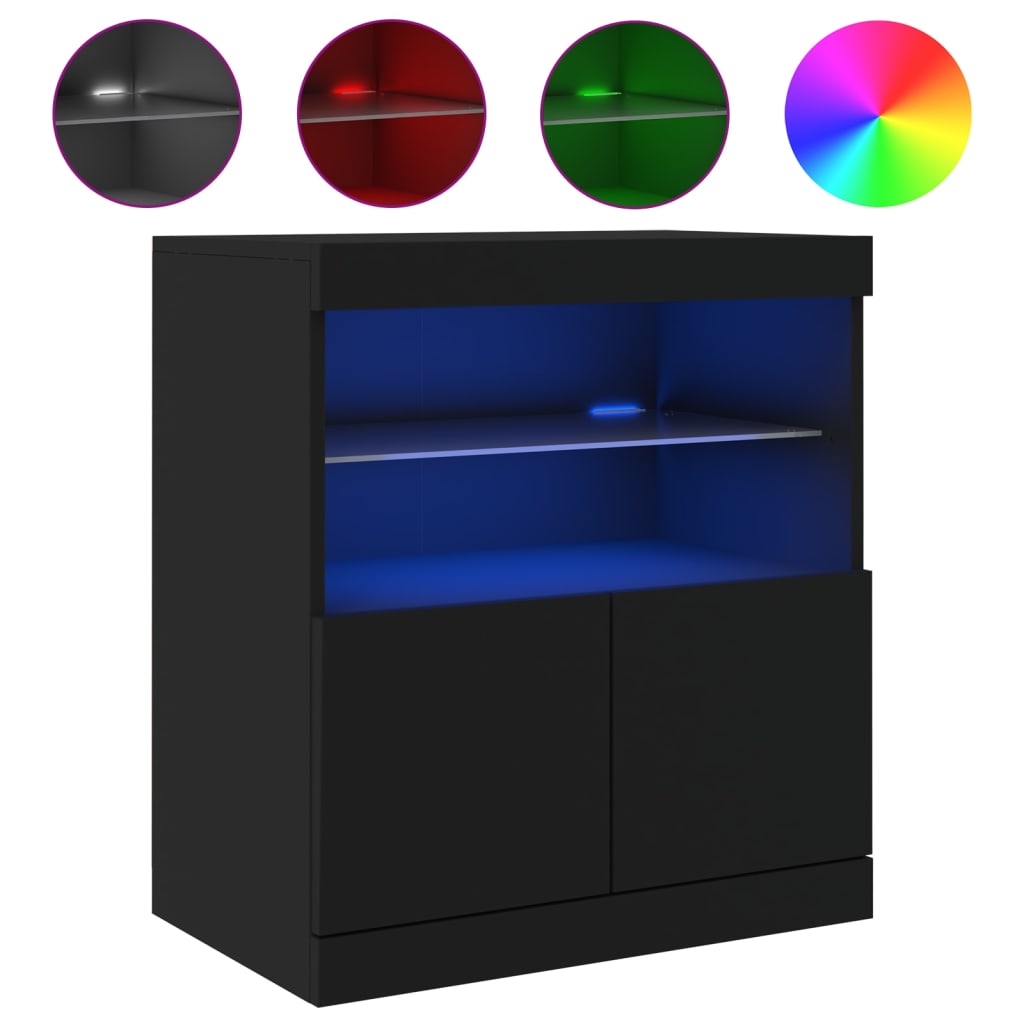 vidaXL Sideboard with LED Lights Black 60x37x67 cm | vidaXL.co.uk