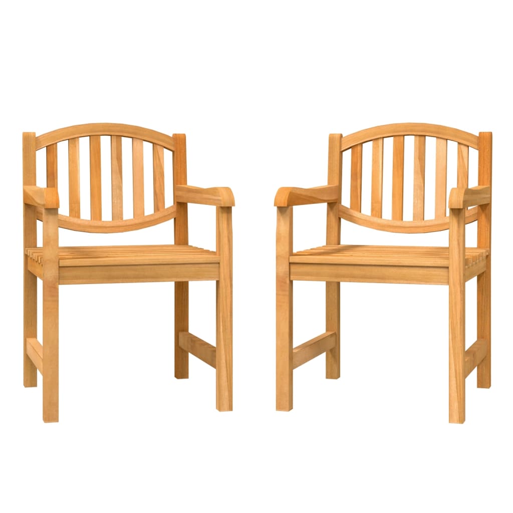 vidaXL Garden Chair | Set of 2 | Natural Teak | Solid Teak Wood ...