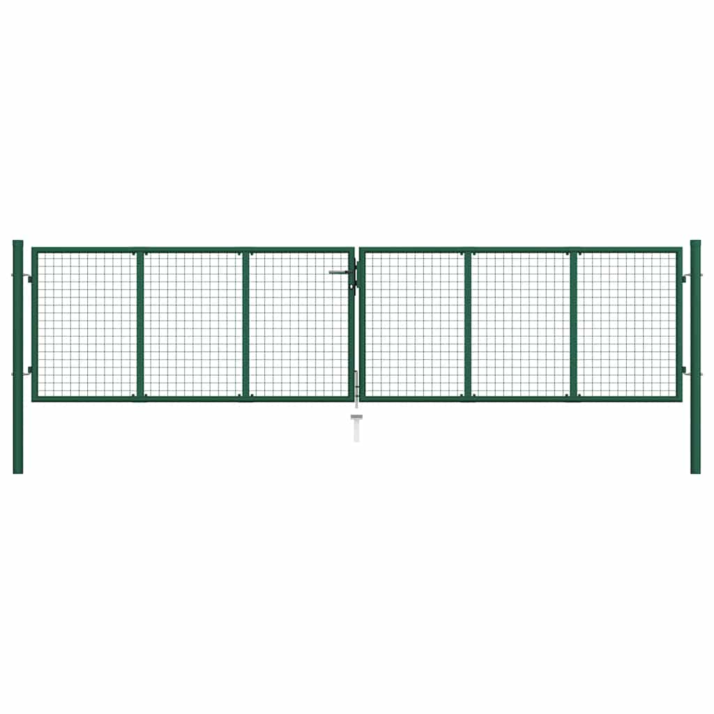 vidaXL Mesh Garden Gate Steel 390x75 cm Green | vidaXL.co.uk
