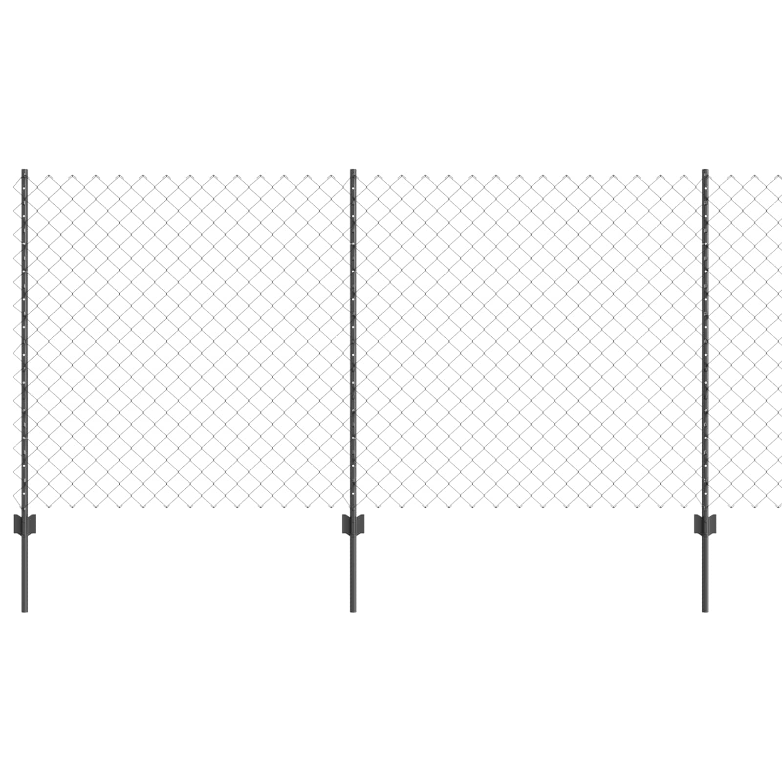 vidaXL Chainlink Fence with Post 10 x 1.2 m PVC-Coated Steel Grey Mesh ...