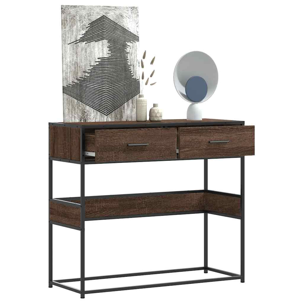 vidaXL Console Table Brown Oak 90x35x80 cm Engineered Wood | vidaXL.co.uk